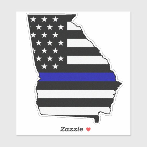 Thin Blue Line Georgia Flag Sticker | Zazzle