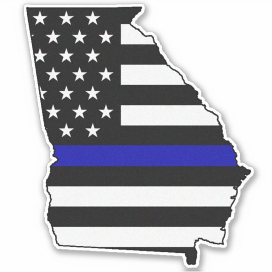 Thin Blue Line Georgia Flag Sticker | Zazzle.com