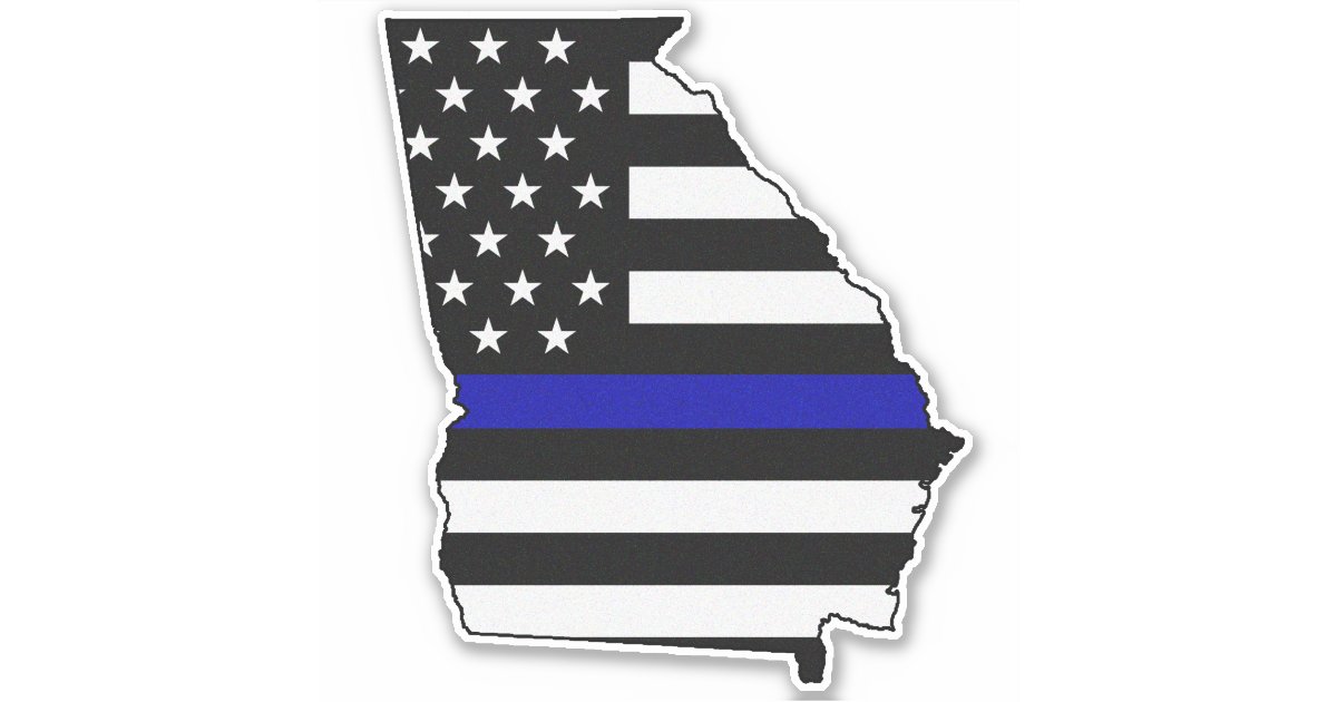 Thin Blue Line Georgia Flag Sticker | Zazzle