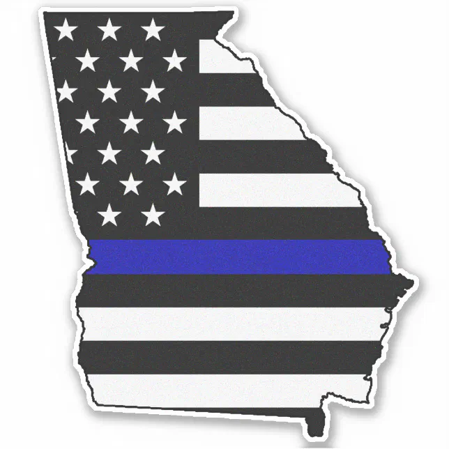 Thin Blue Line Georgia Flag Sticker | Zazzle