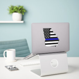 Thin Blue Line Georgia Flag Sticker | Zazzle