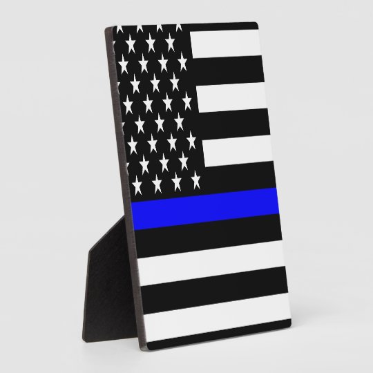 Thin Blue Line Graphic on a US American Flag Plaque | Zazzle.com