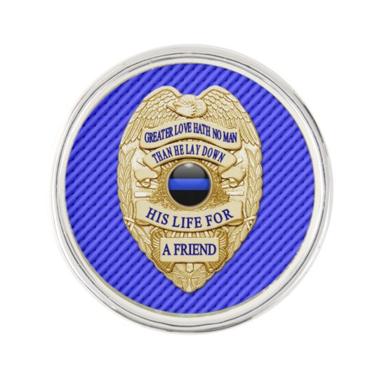 Thin Blue Line - Greater Love Badge Pin | Zazzle.com