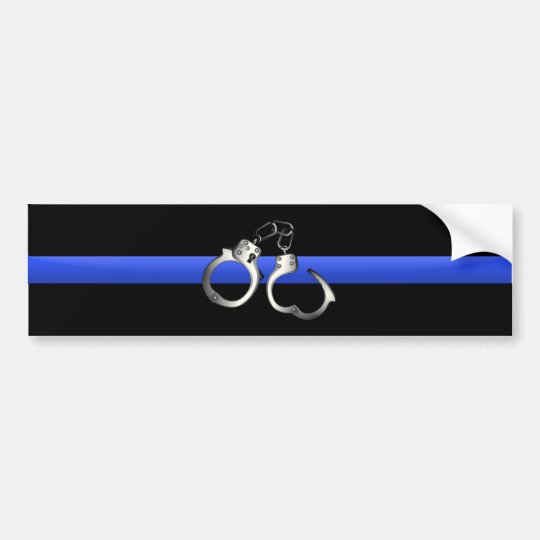Thin Blue Line & Handcuffs Bumper Sticker | Zazzle.com