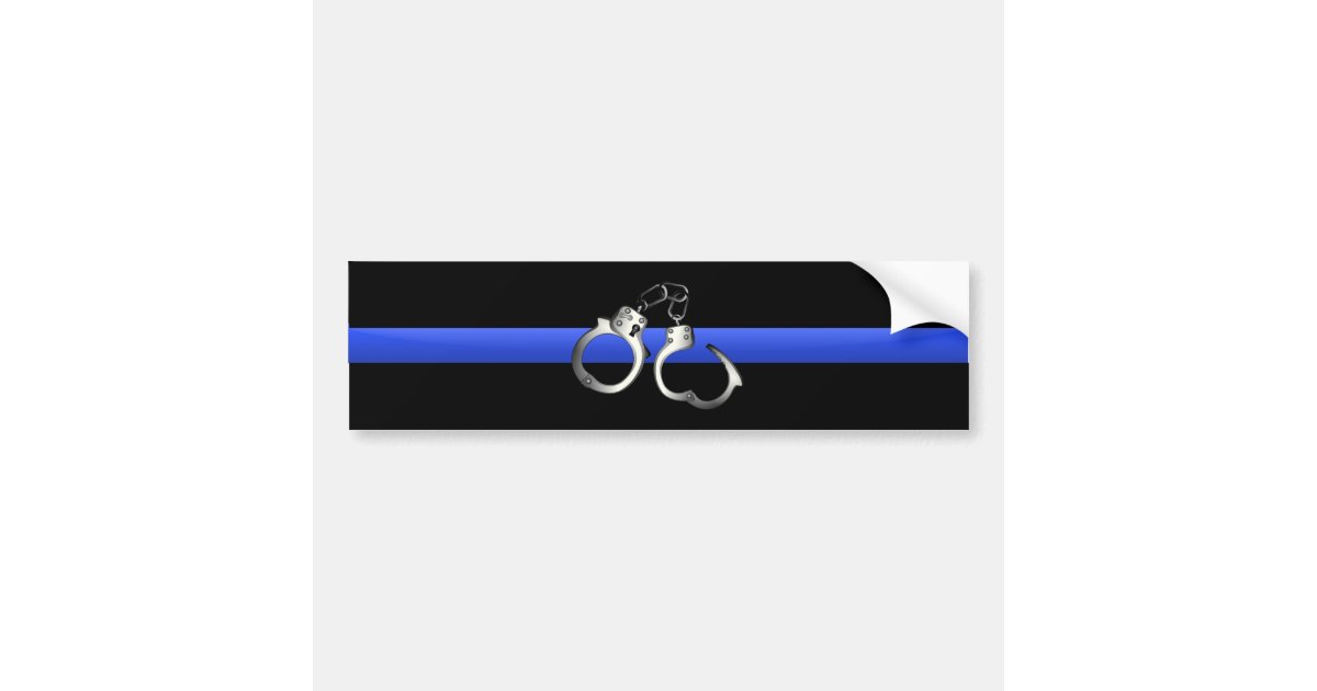 Thin Blue Line & Handcuffs Bumper Sticker | Zazzle