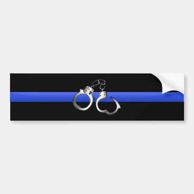 Thin Blue Line & Handcuffs Bumper Sticker | Zazzle