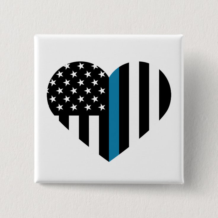 Thin Blue Line Heart Shaped Flag Pinback Button | Zazzle