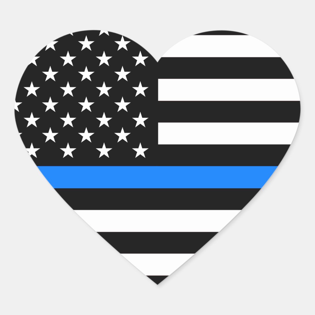 "THIN BLUE LINE" HEART STICKER | Zazzle