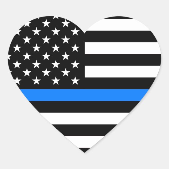 "THIN BLUE LINE" HEART STICKER | Zazzle.com