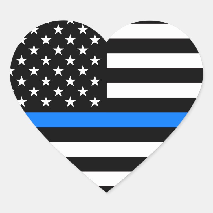 "THIN BLUE LINE" HEART STICKER | Zazzle