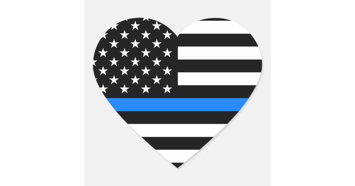 "THIN BLUE LINE" HEART STICKER | Zazzle