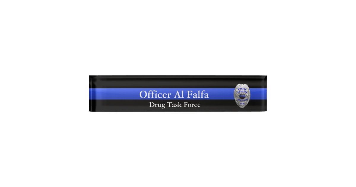 Thin Blue Line - Hi Res Solid Silver Police Badge Nameplate | Zazzle