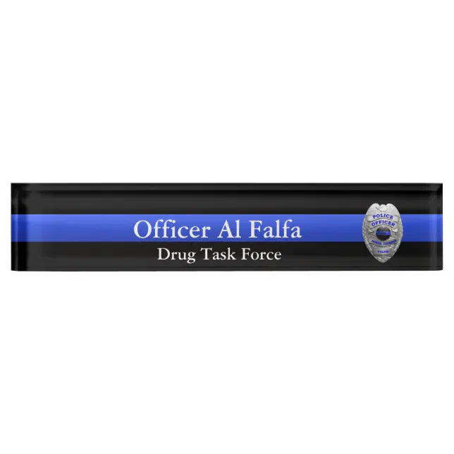 Thin Blue Line - Hi Res Solid Silver Police Badge Nameplate | Zazzle