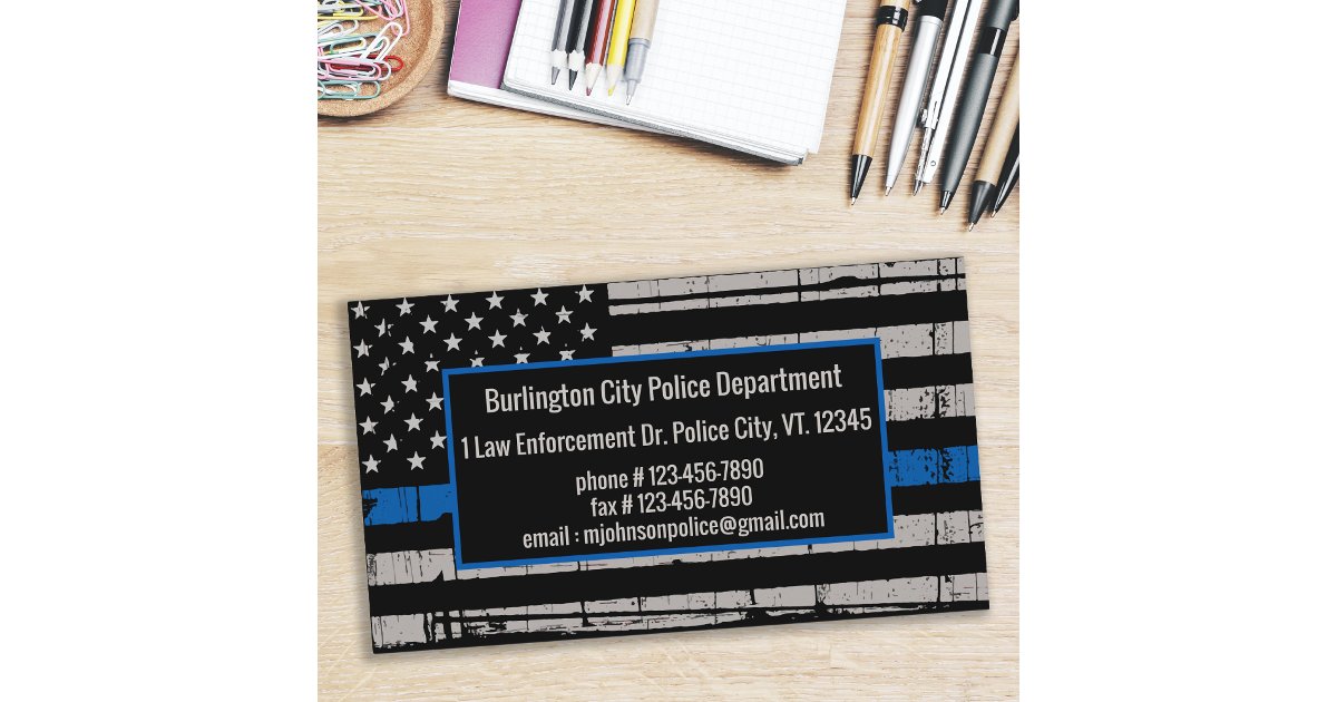 Thin Blue Line Law Enforcement Department Police Business Card | Zazzle