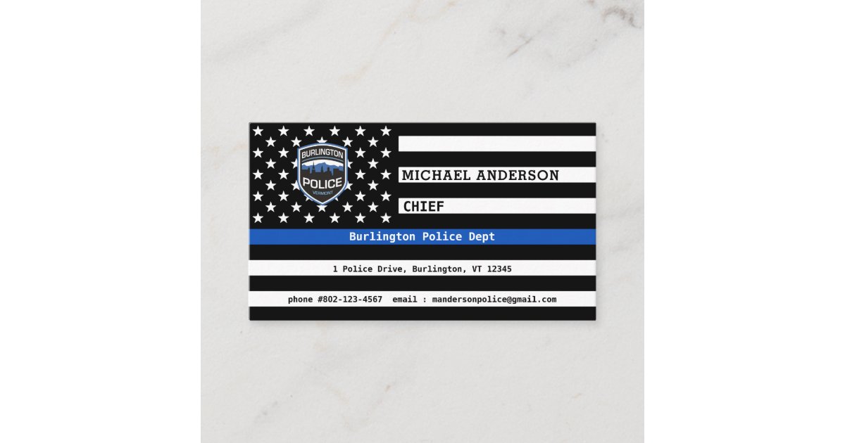Thin Blue Line Law Enforcement Logo Custom Police Business Card ...