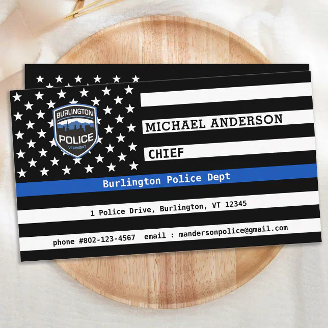 Thin Blue Line Law Enforcement Logo Custom Police Business Card | Zazzle