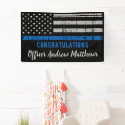 Thin Blue Line Law Enforcement Police Graduation Banner | Zazzle