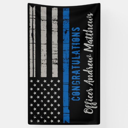 Thin Blue Line Law Enforcement Police Graduation Banner | Zazzle
