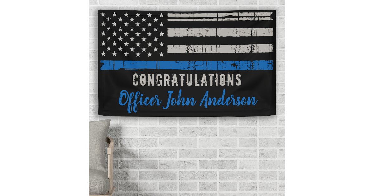 Thin Blue Line Law Enforcement Police Graduation Banner | Zazzle