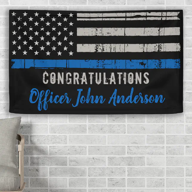 Thin Blue Line Law Enforcement Police Graduation Banner | Zazzle
