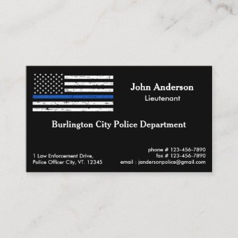 Thin Blue Line Law Enforcement Police Officer Business Card | Zazzle