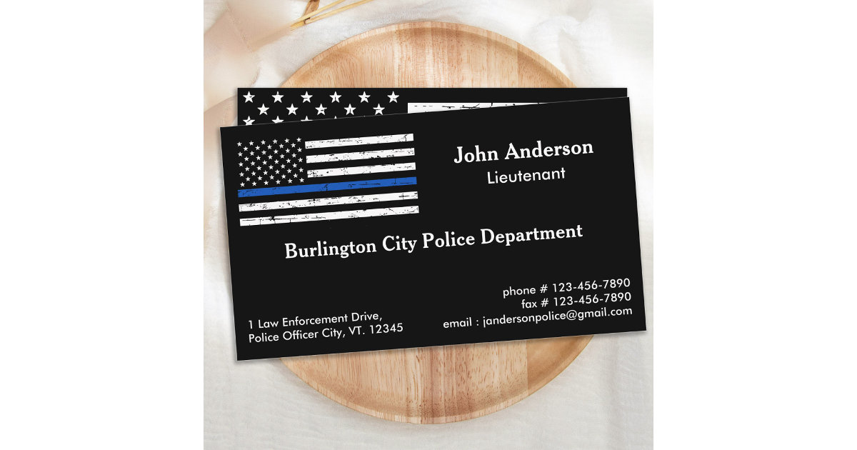 Thin Blue Line Law Enforcement Police Officer Business Card | Zazzle
