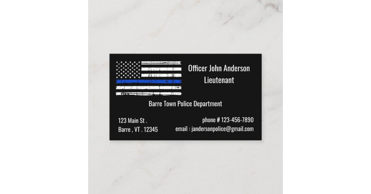 Thin Blue Line Law Enforcement Police Officer Business Card | Zazzle.com