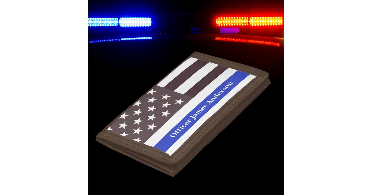 Thin Blue Line Law Enforcement Police Personalized Trifold Wallet | Zazzle