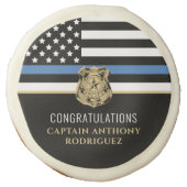 Thin Blue Line Law Enforcement Police Retirement Sugar Cookie | Zazzle