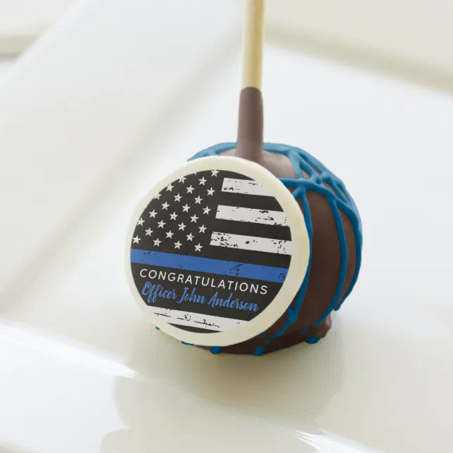 Thin Blue Line Law Enforcement Retirement Police Cake Pops | Zazzle