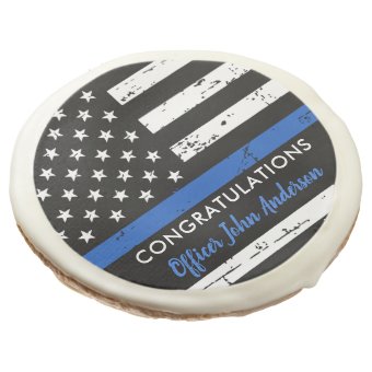 Thin Blue Line Law Enforcement Retirement Police Sugar Cookie | Zazzle
