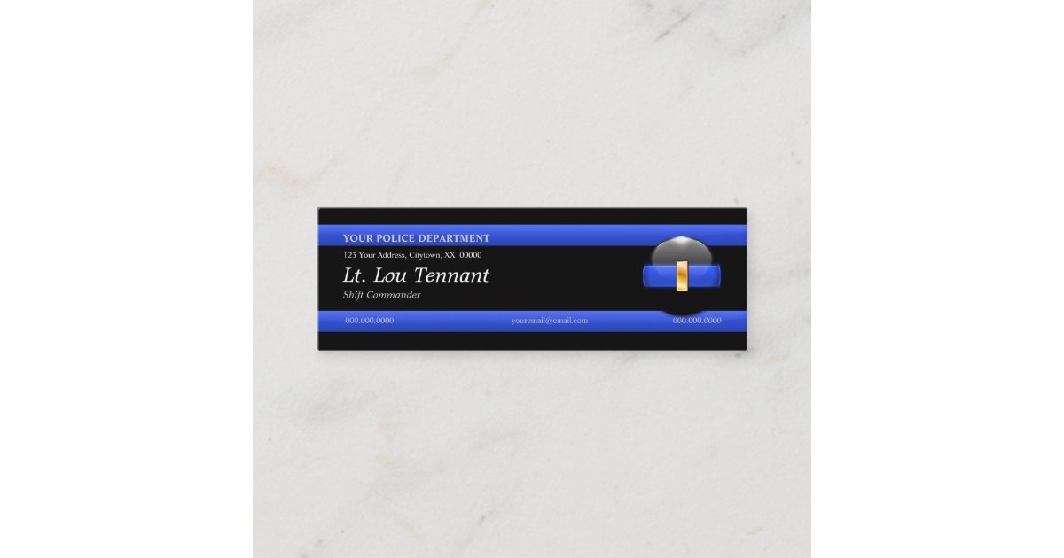 Thin Blue Line Lieutenant Custom Business Card | Zazzle