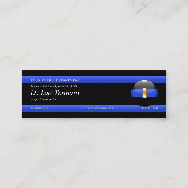 Thin Blue Line Lieutenant Custom Business Card | Zazzle
