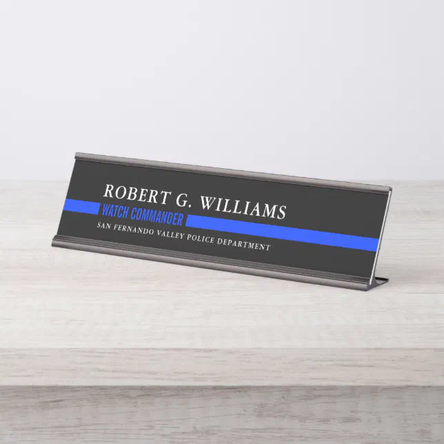 Thin Blue Line Minimal Personalized Police Desk Name Plate | Zazzle