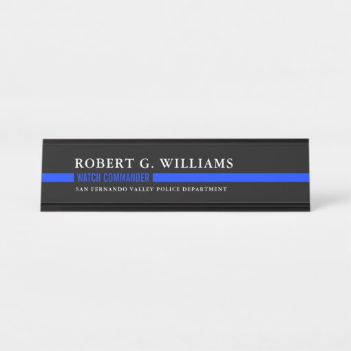 Thin Blue Line Minimal Personalized Police Desk Name Plate | Zazzle