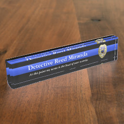 Thin Blue Line - Miranda Desk Name Plate | Zazzle