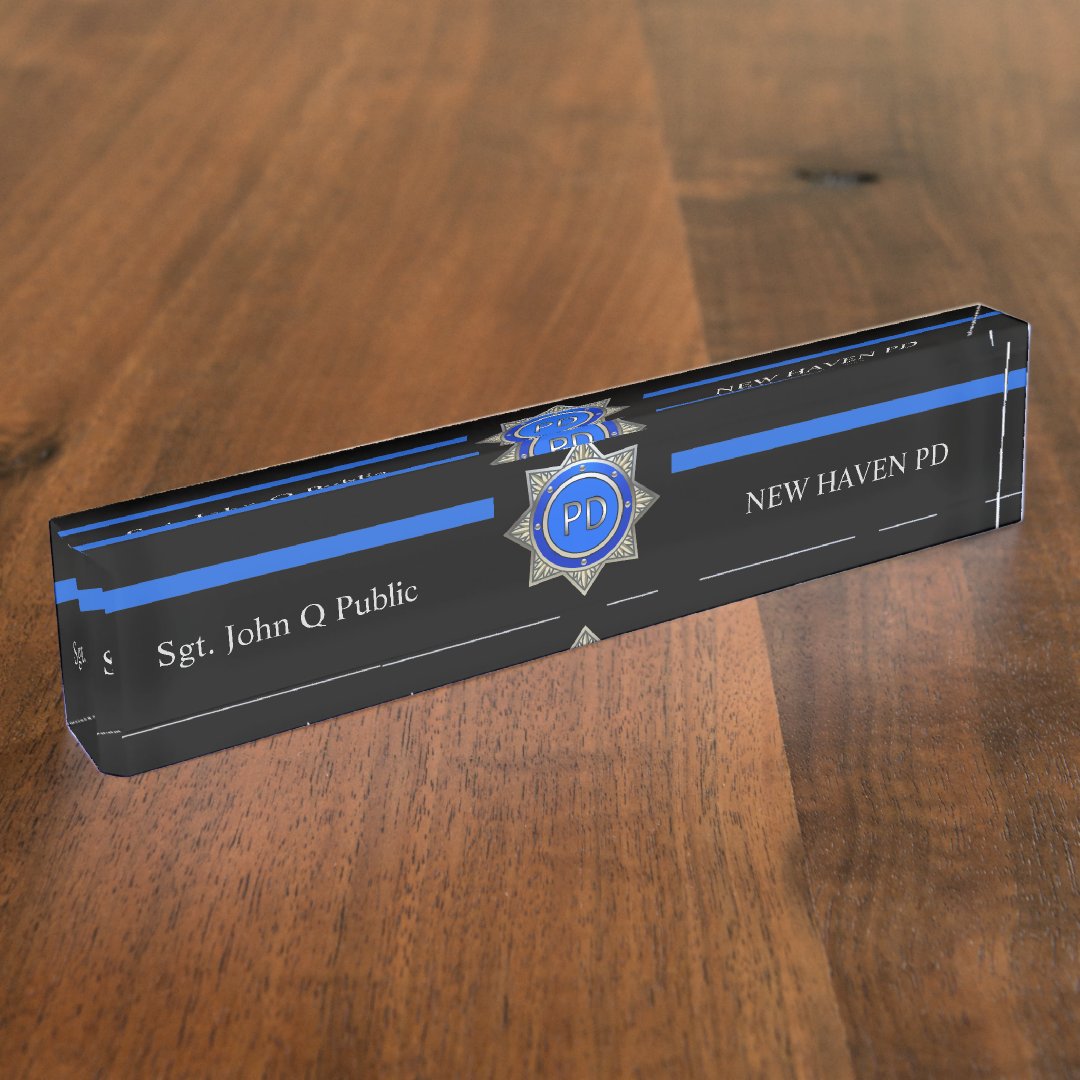 Thin Blue Line Nameplate | Zazzle