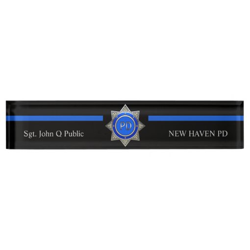 Thin Blue Line Nameplate | Zazzle