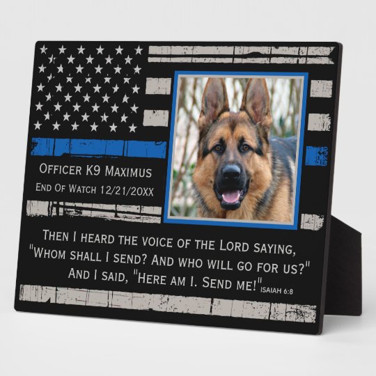 Thin Blue Line Officer K9 Police Dog Memorial Plaque | Zazzle.com