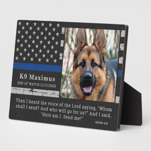 Thin Blue Line Officer K9 Police Dog Memorial Plaque | Zazzle