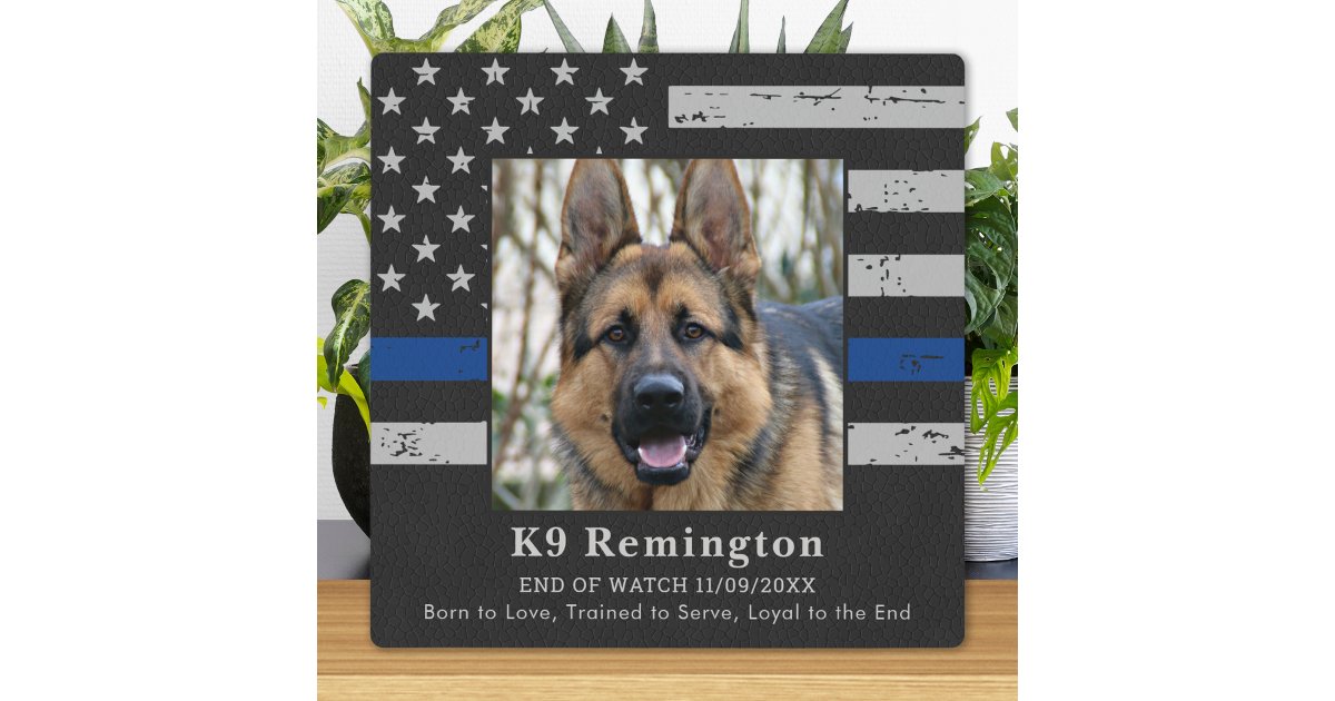 Thin Blue Line Officer K9 Police Dog Memorial Plaque | Zazzle