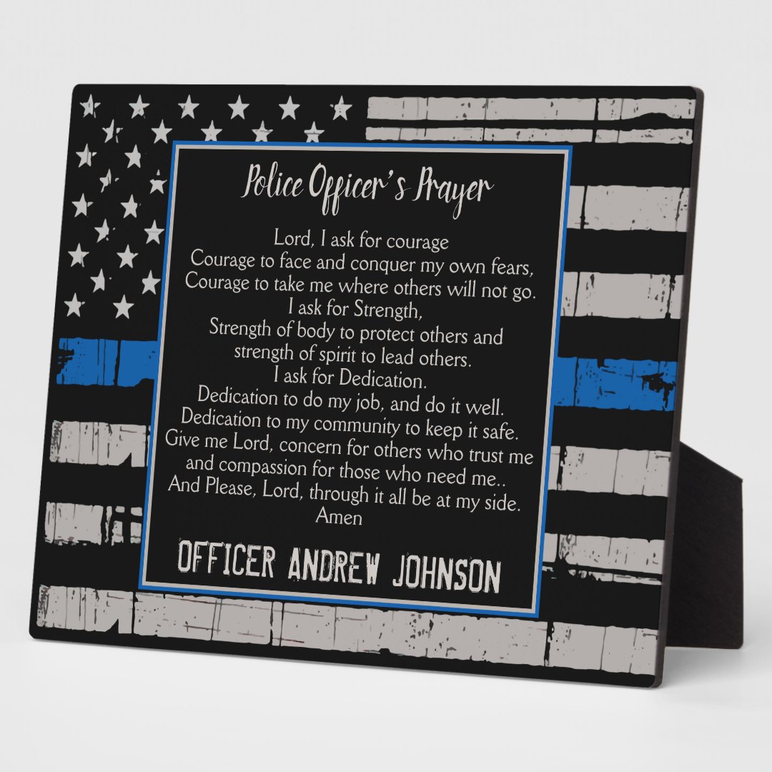 Thin Blue Line Personalize Police Officer's Prayer Plaque | Zazzle