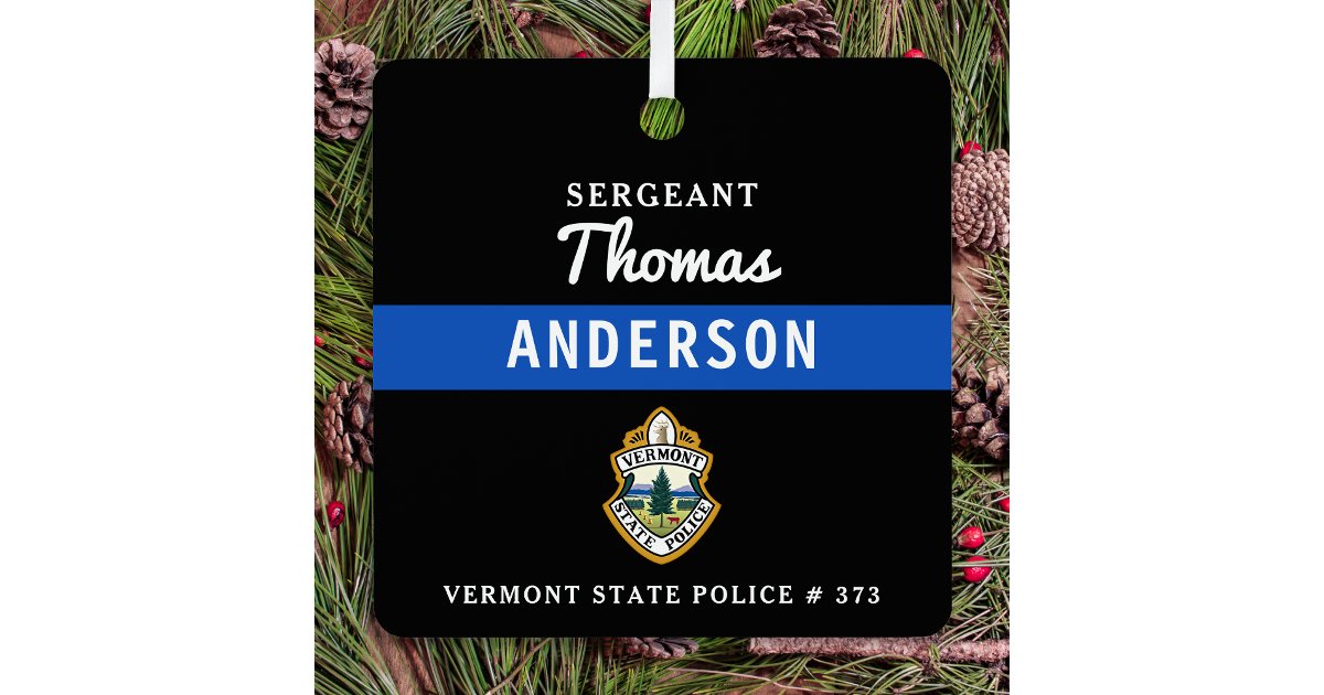 Thin Blue Line Personalized Logo Police Officer Metal Ornament | Zazzle