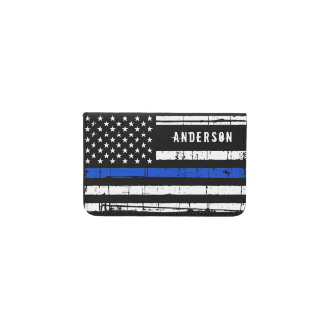 Thin Blue Line Personalized Police Business Card Holder | Zazzle
