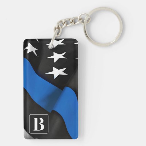 Thin Blue Line Personalized Police Keychain | Zazzle