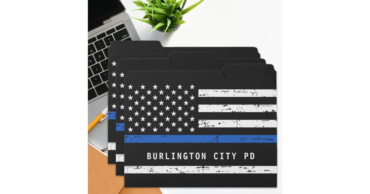 Thin Blue Line Personalized Police Officer File Folder | Zazzle