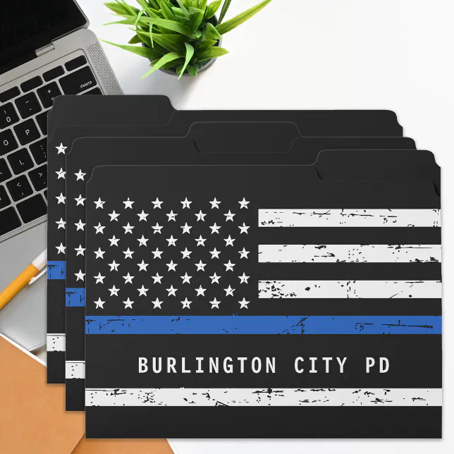 Thin Blue Line Personalized Police Officer File Folder | Zazzle