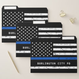 Thin Blue Line Personalized Police Officer File Folder | Zazzle