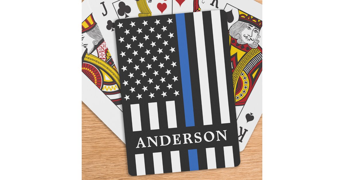 Thin Blue Line Personalized Police Officer Poker Cards | Zazzle