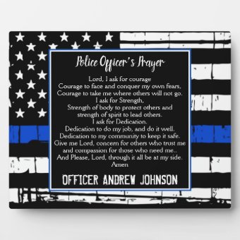 Thin Blue Line Personalized Police Officer Prayer Plaque | Zazzle